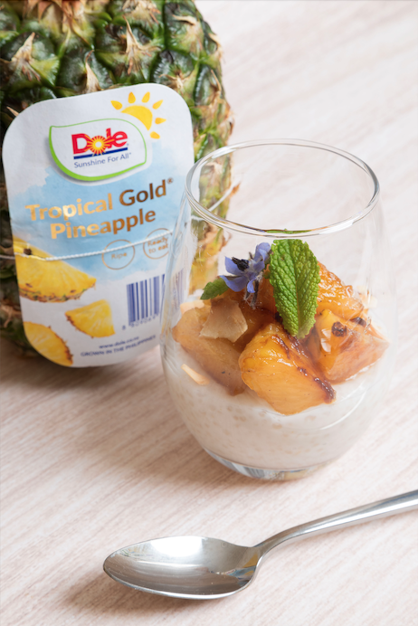 Dole NZ - Toasted Coconut Ginger Tapioca Pots with Caramelised Pineapple